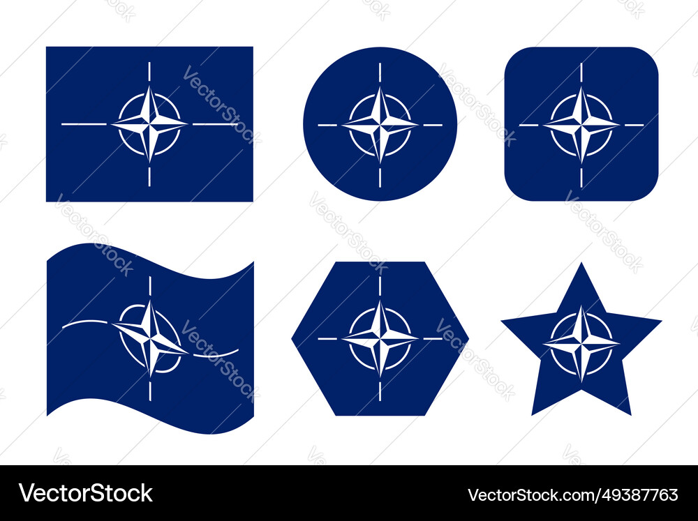 Nato simple flag north atlantic treaty Royalty Free Vector