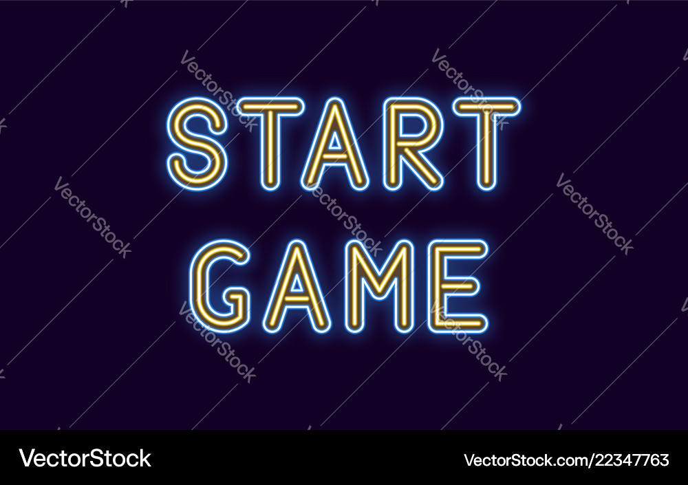 Neon inscription of start game Royalty Free Vector Image