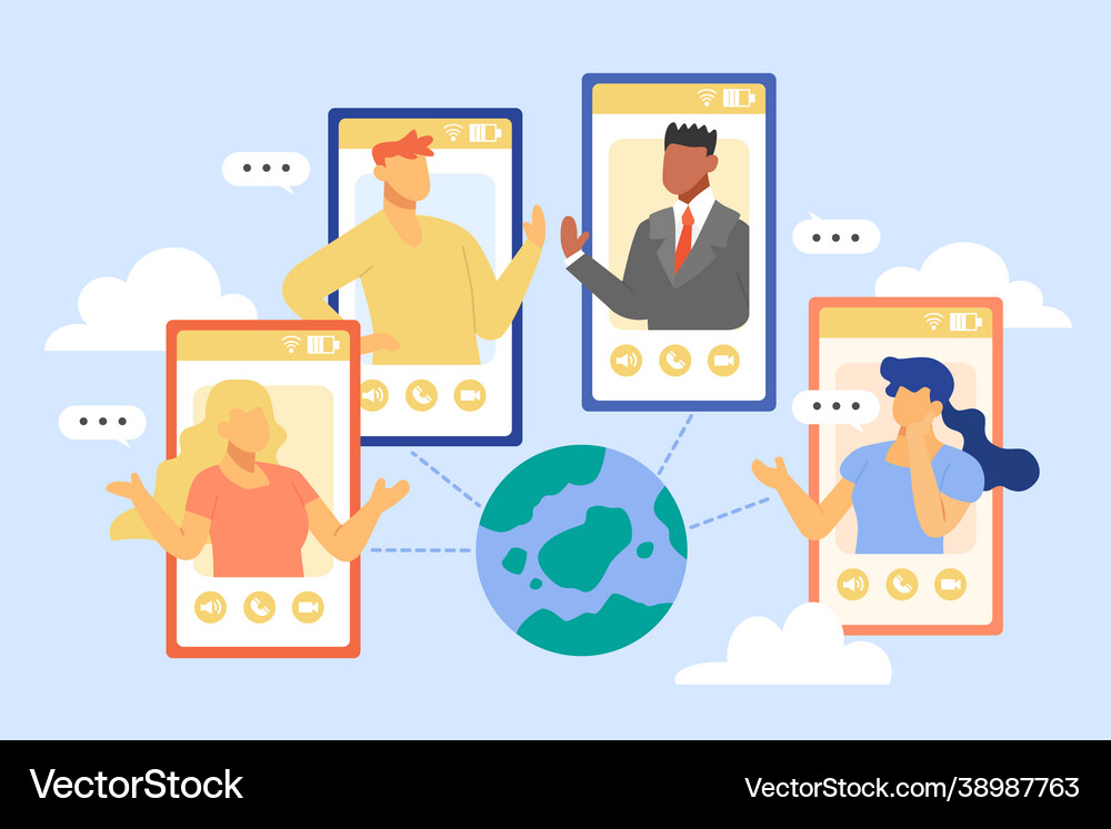 Online global business meet Royalty Free Vector Image