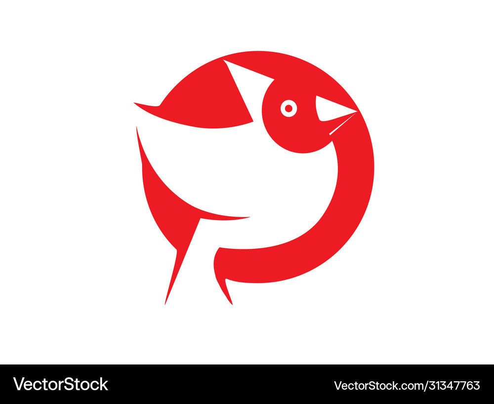 Red bird in a circle shape logo design on a white Vector Image