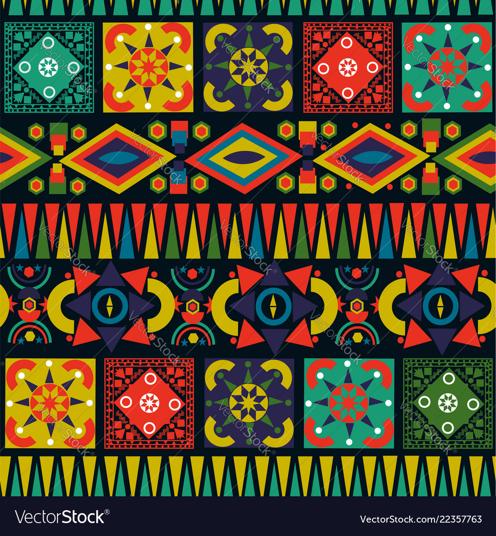 Retro folk abstract patchwork seamless pattern art