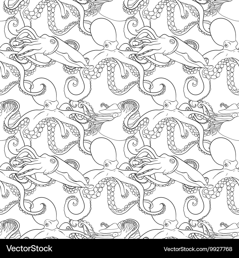 Detailed seamless pattern with mollusks Royalty Free Vector