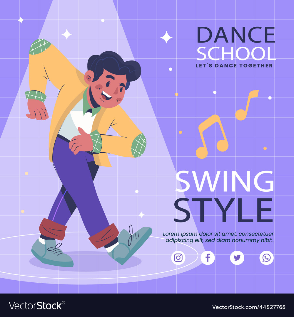 Flat design dance school posts Royalty Free Vector Image