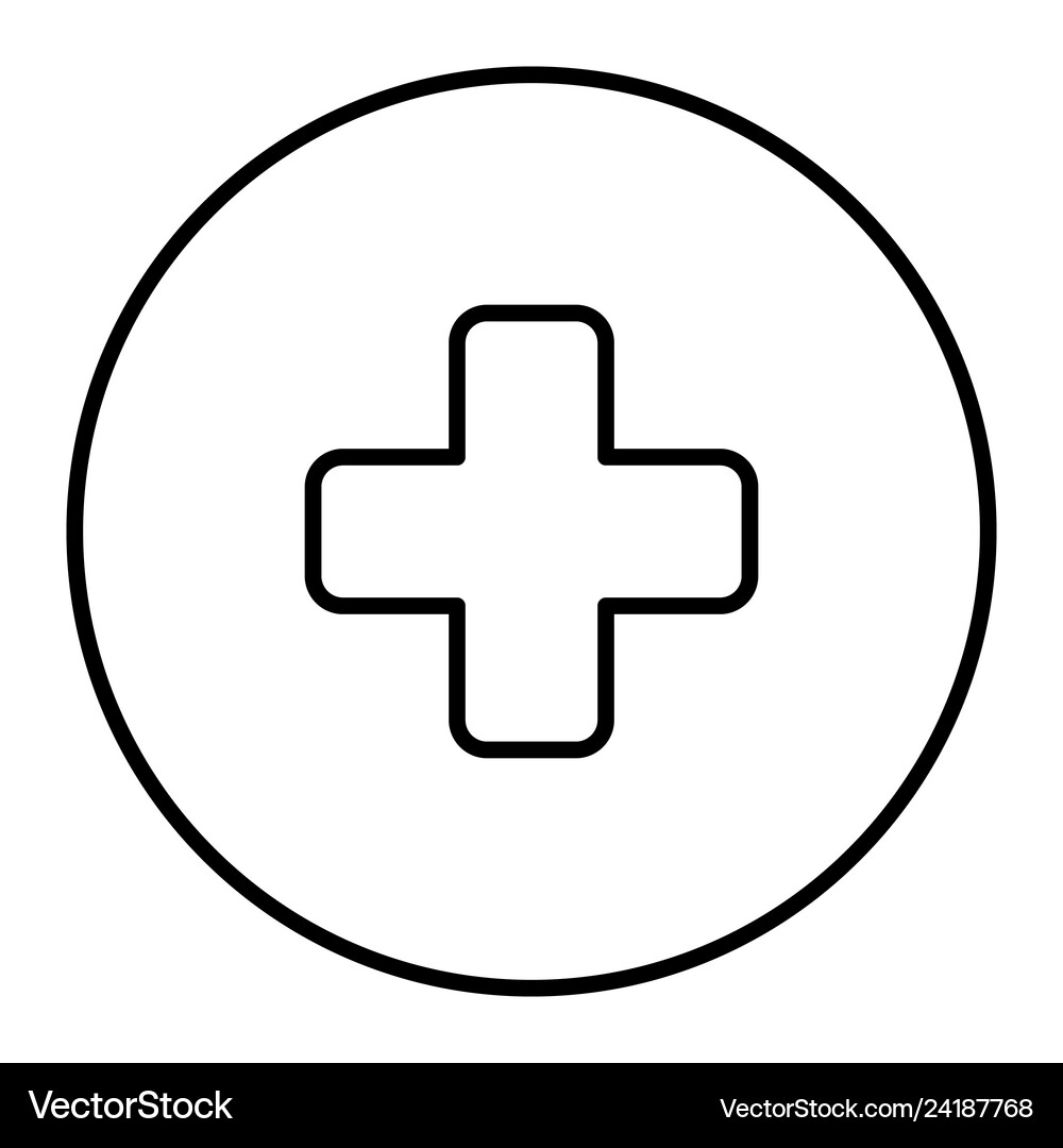 Medical cross in a circle thin line icon Vector Image