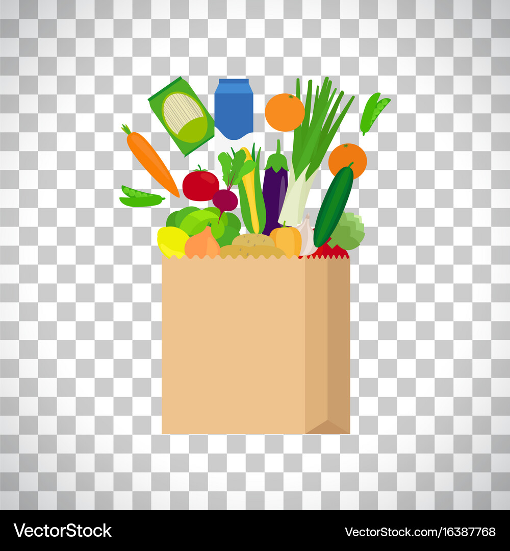 Paper bag with fresh food Royalty Free Vector Image
