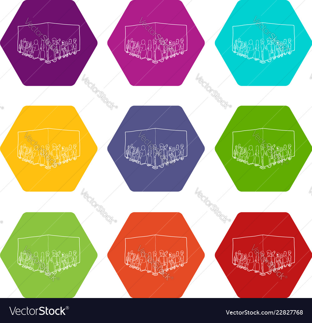 People queue icons set 9 Royalty Free Vector Image
