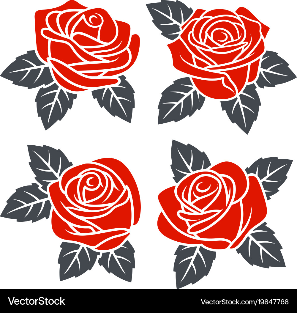 Roses set 002 Royalty Free Vector Image - VectorStock