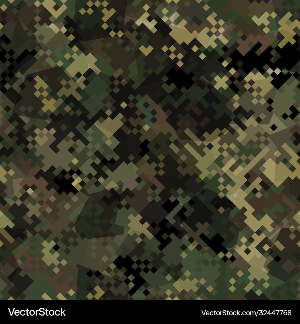 Seamless digital woodland pixel camo texture Vector Image