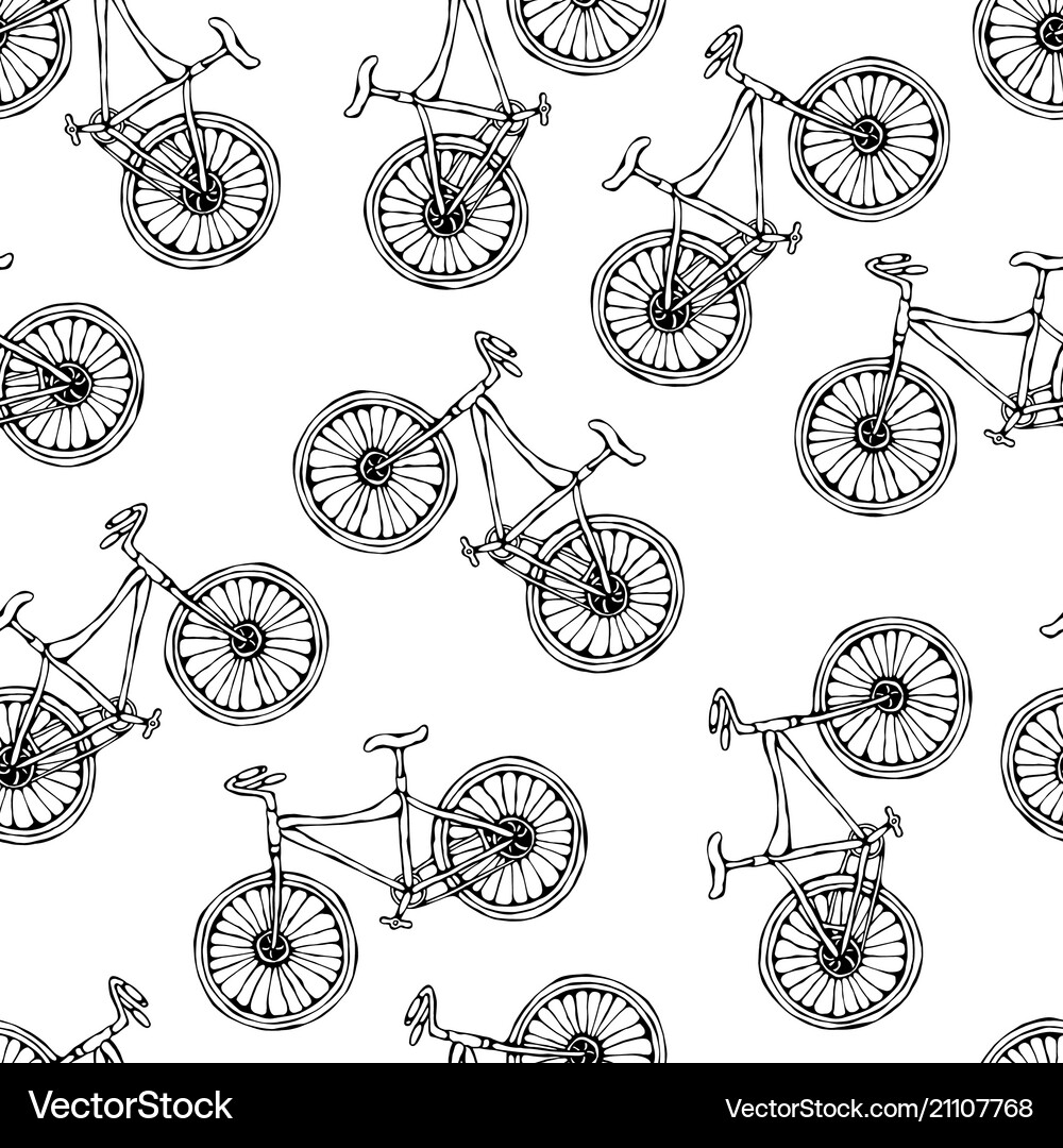 Seamless pattern of bicycles endless bike Vector Image