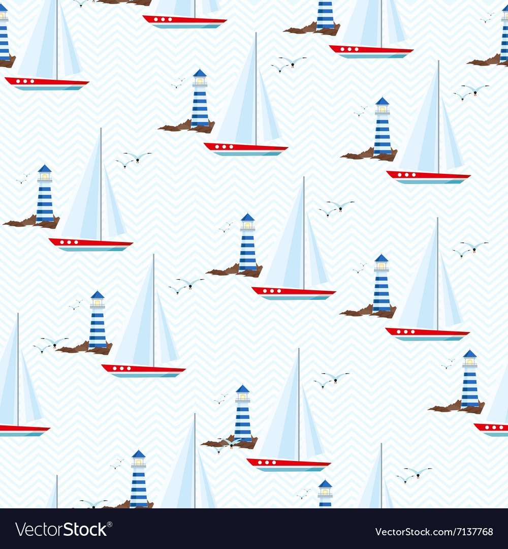 Seamless pattern with lighthouse Royalty Free Vector Image