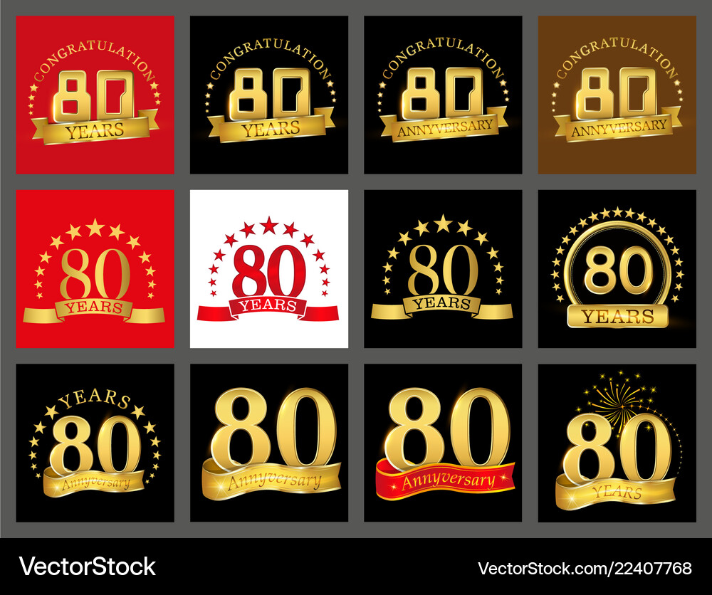 Set of number eighty year 80 celebration Vector Image