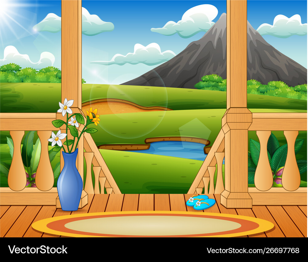 Terrace overlooking a beautiful nature landscape Vector Image