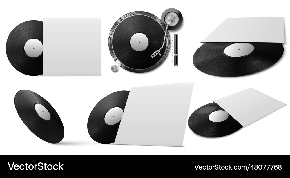 Vinyl record mockup realistic black vinyl disc Vector Image