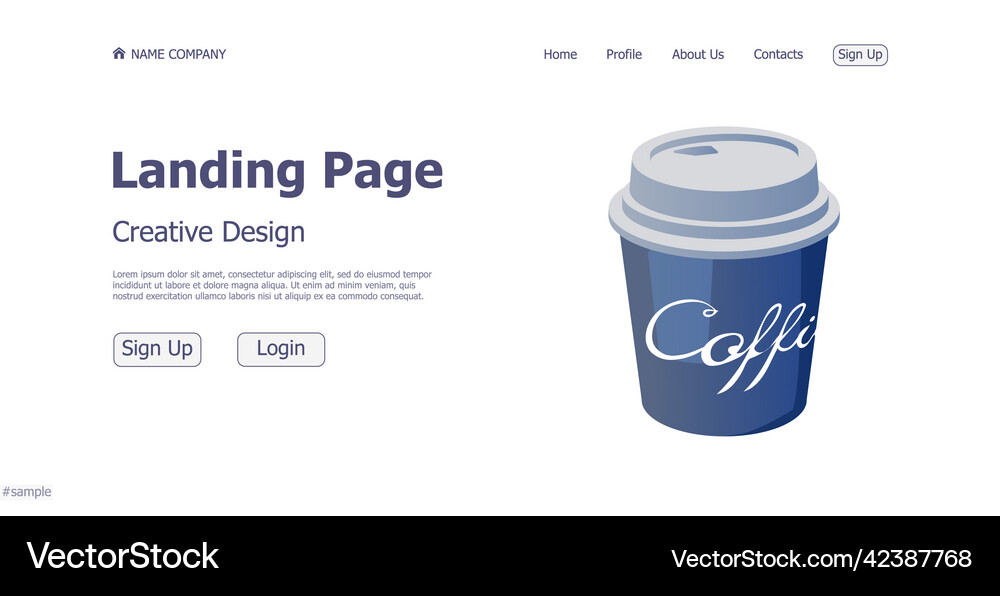 Website landing page coffee shop design concept Vector Image