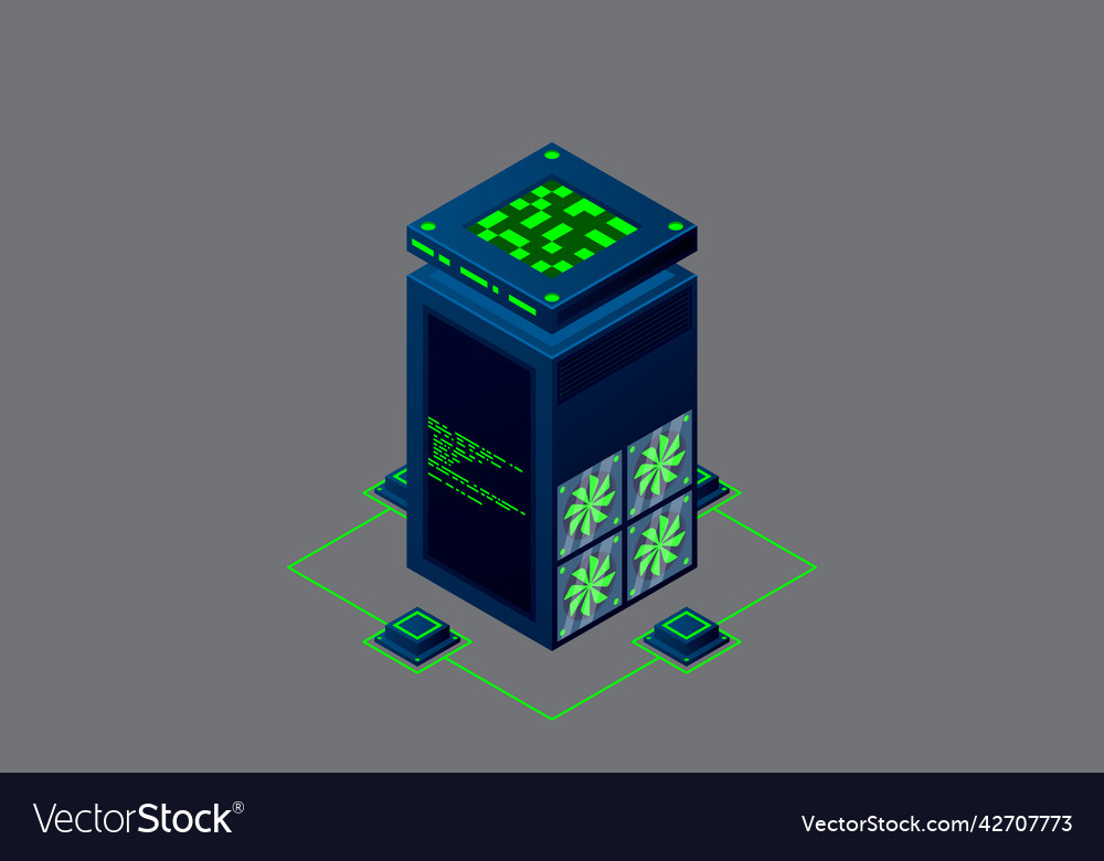 Data Center With Server Racks Isometric Internet Vector Image
