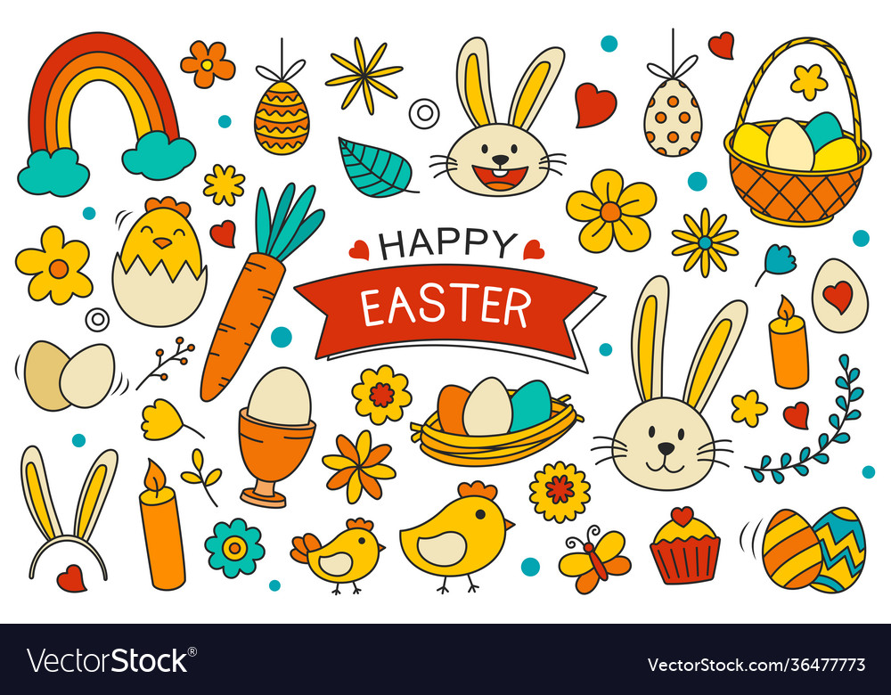 Happy easter elements design set Royalty Free Vector Image