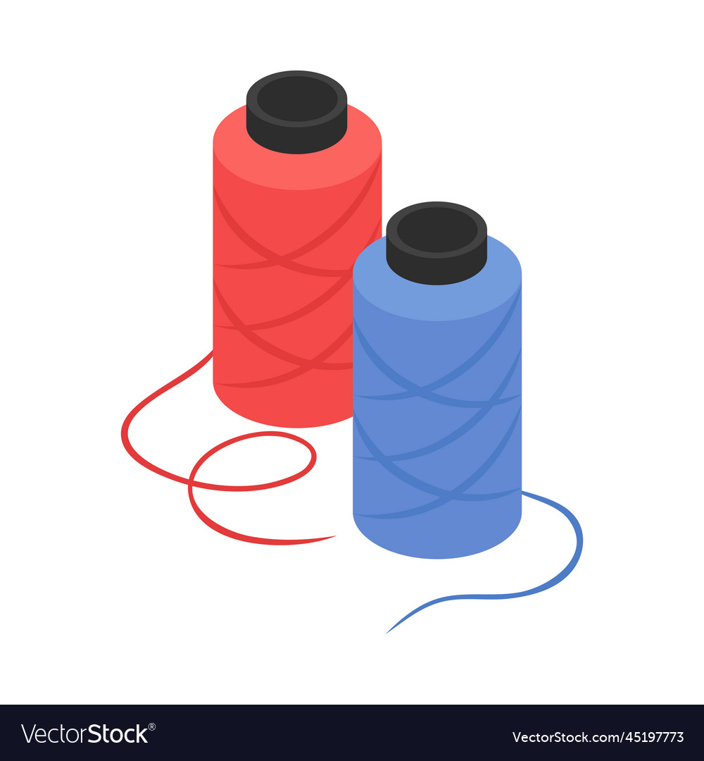Isometric spools textile composition Royalty Free Vector