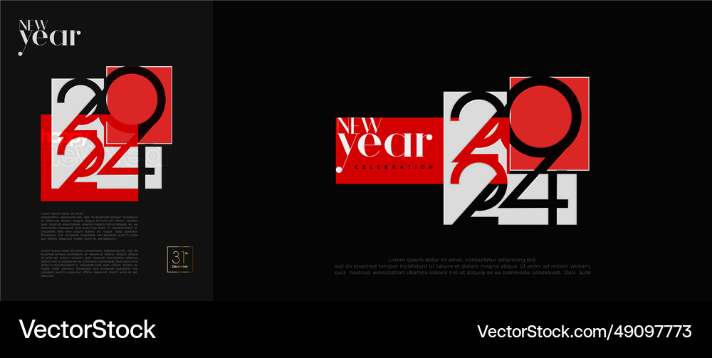 Modern happy new year 2024 design with white Vector Image