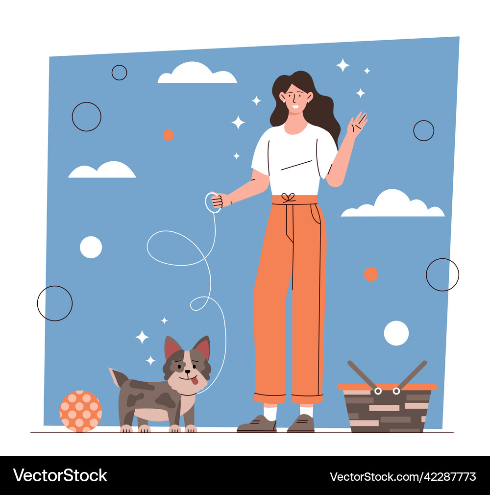 Pet owner and puppy concept Royalty Free Vector Image