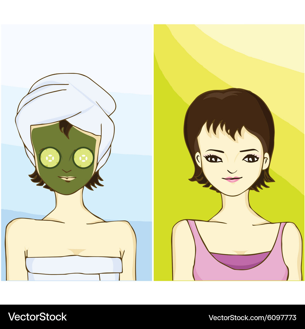 Pretty lady with relax spa day Royalty Free Vector Image