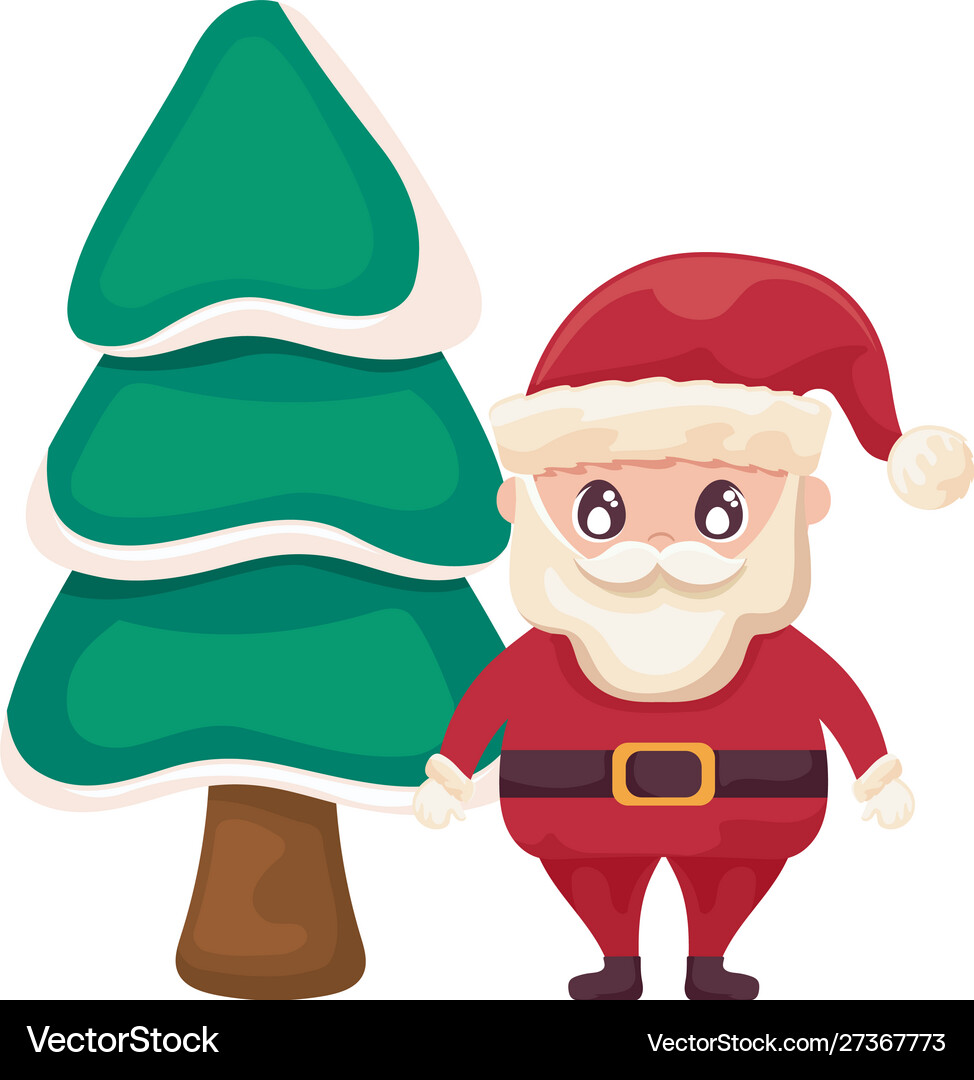 Santa claus with christmas trees on white Vector Image