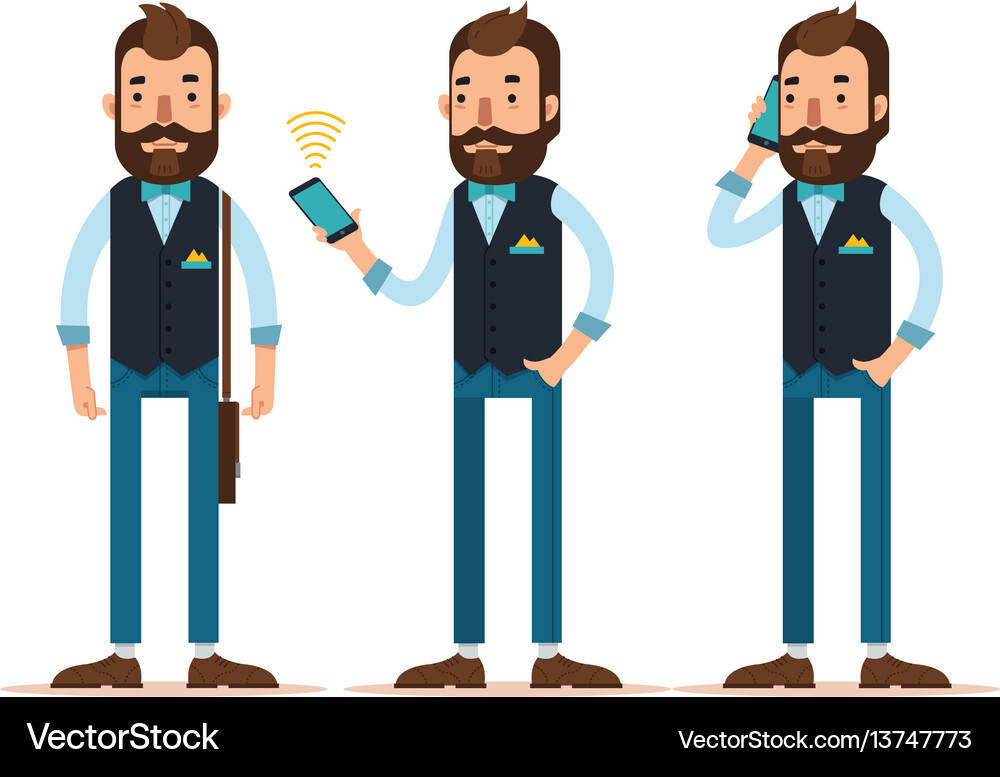 Stylish young man with bag is calling on phone Vector Image