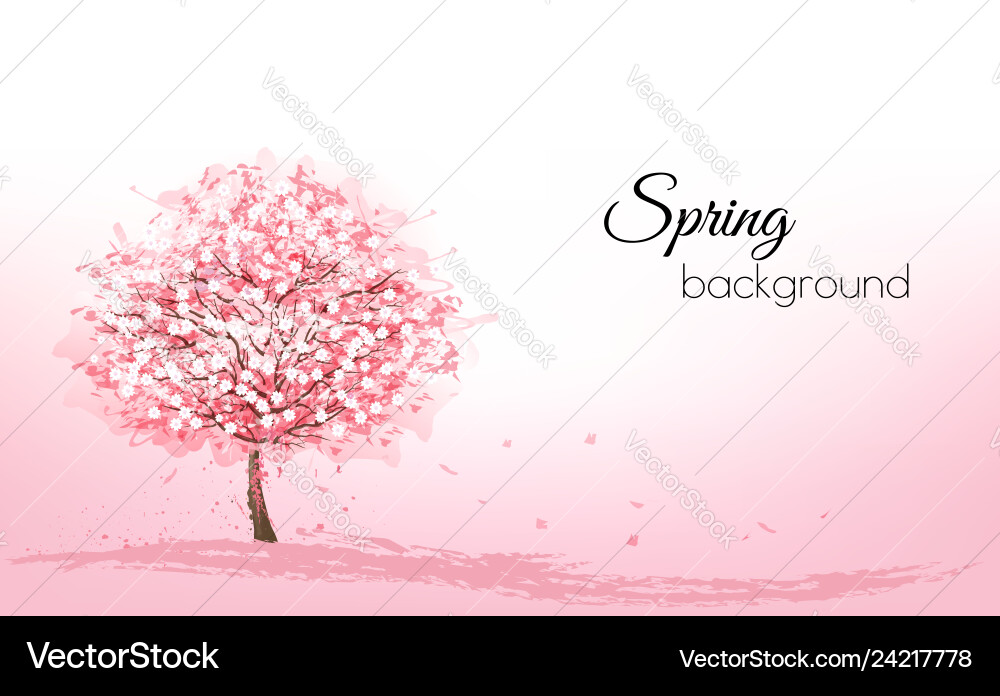 Beautiful background with a pink blooming sakura Vector Image