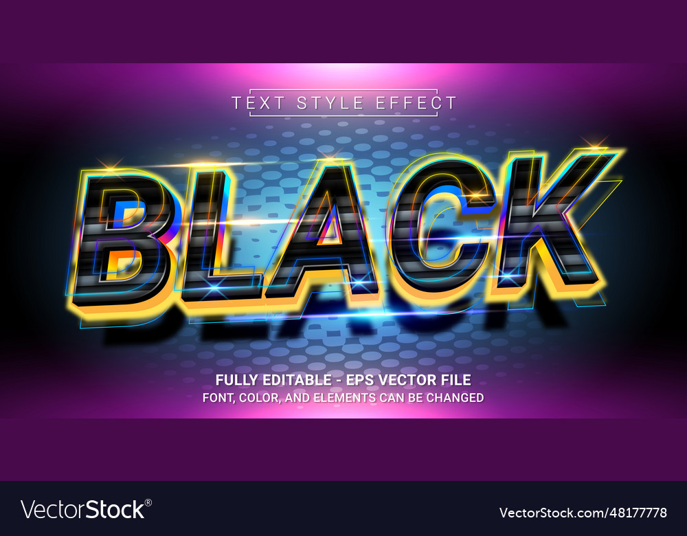 Black text style effect editable graphic text Vector Image