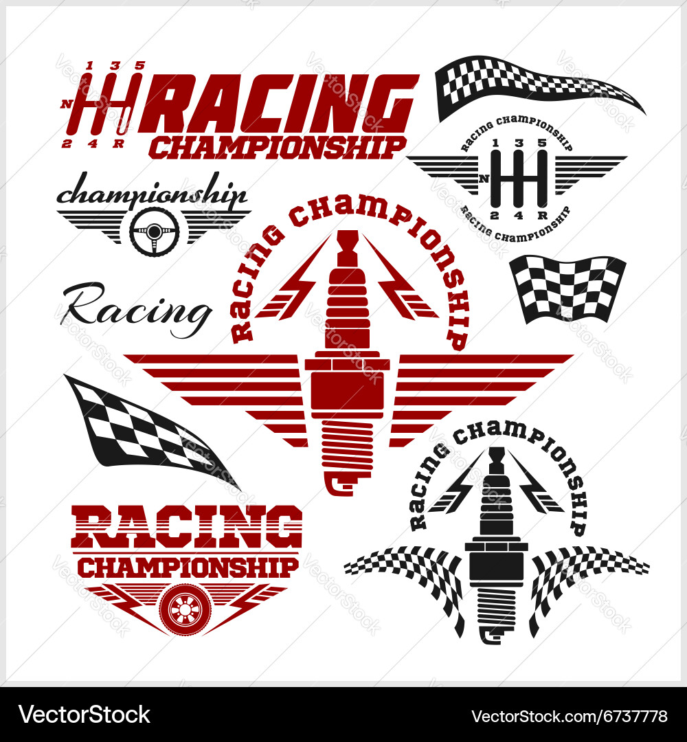 Car racing emblems and championship race Vector Image