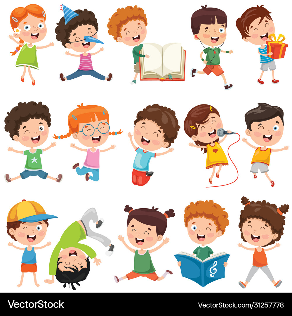 Collection cartoon children Royalty Free Vector Image