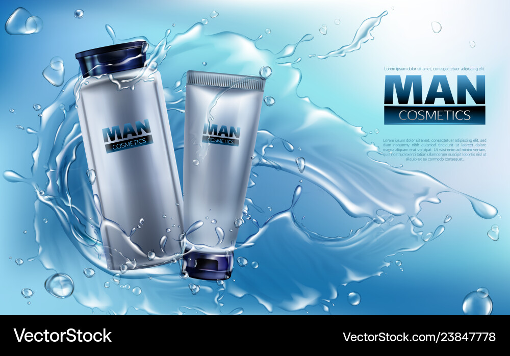 Cosmetics for men shaving cream lotion Royalty Free Vector