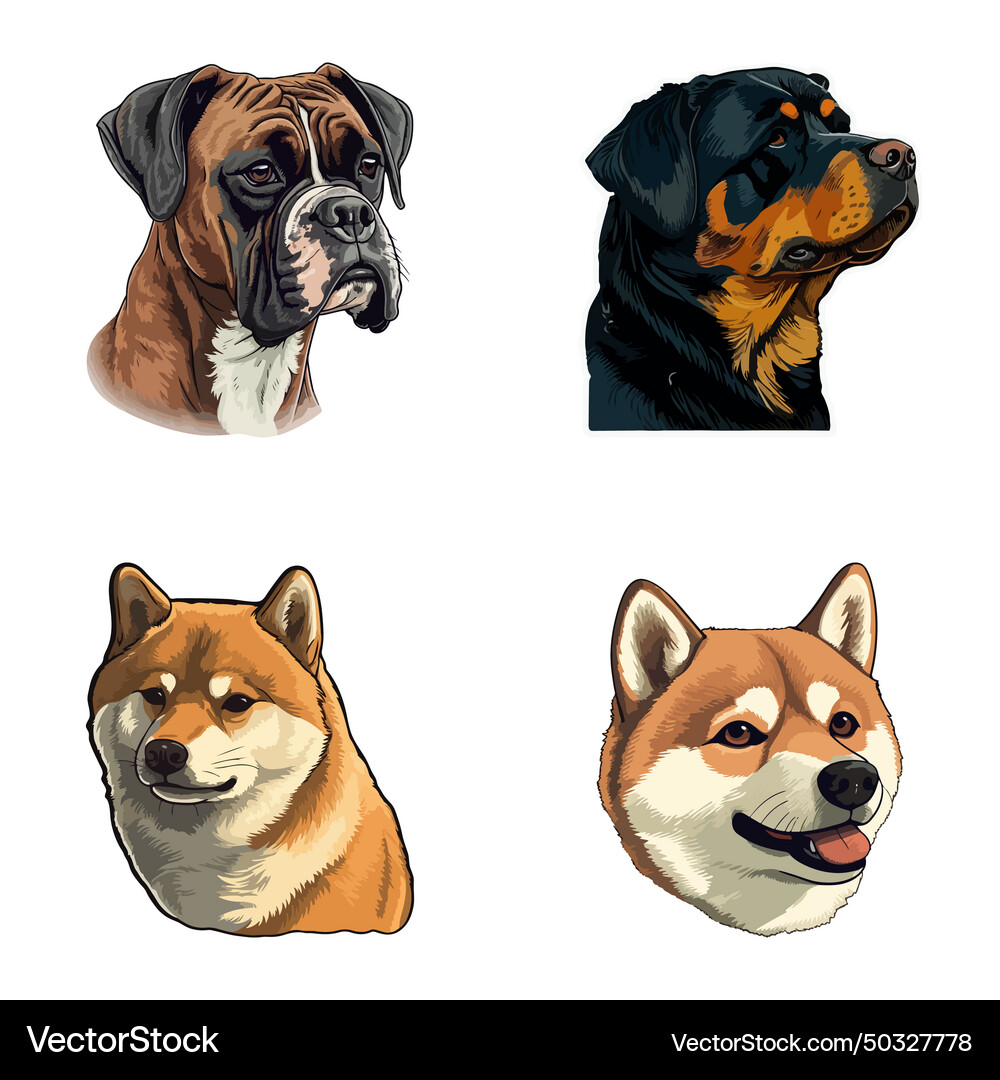 Dog stickers flat icon set isolated on white Vector Image