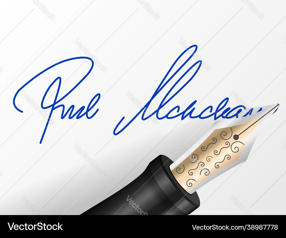 Fountain pen and signature Royalty Free Vector Image