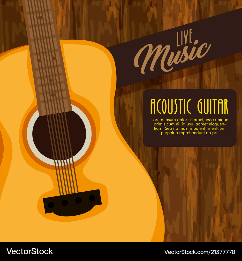 Guitar acoustic instrument label Royalty Free Vector Image