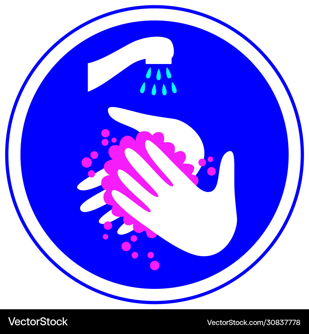 Hand washing mandatory sign for stop germs Vector Image