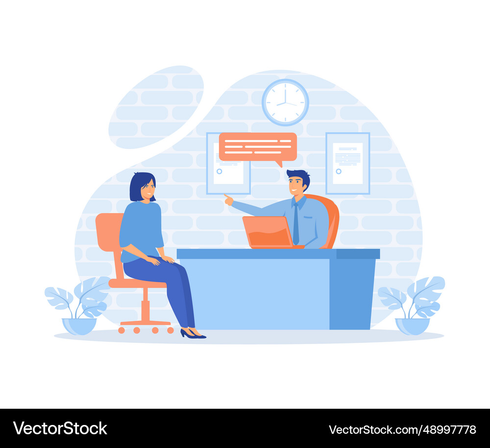 Job interview concept woman having Royalty Free Vector Image
