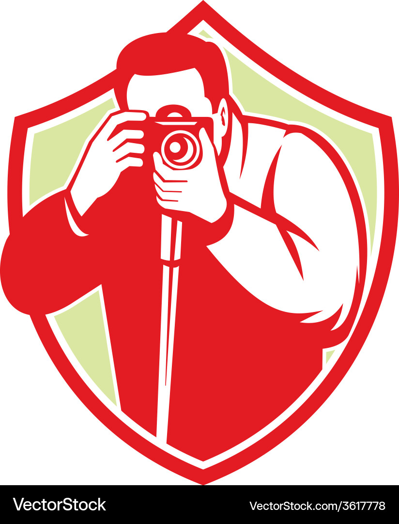 Photographer shooting dslr camera retro Royalty Free Vector
