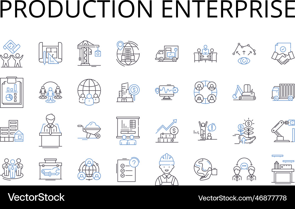 Production enterprise line icons collection Vector Image