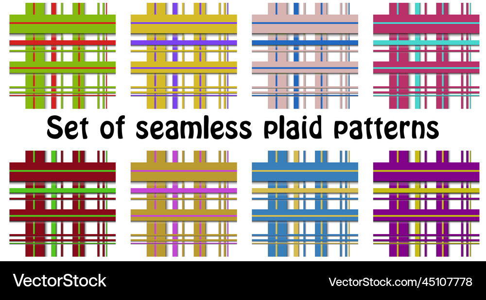 Set of asymmetric plaid textured seamless pattern Vector Image