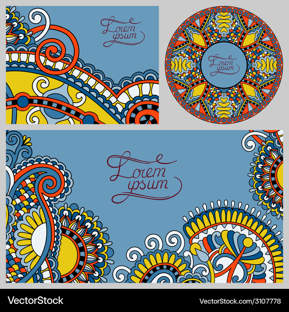 Set of floral decorative background template frame