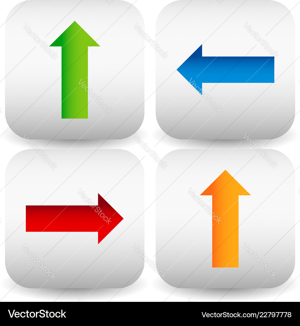 Set rounded square icons with colorful arrows Vector Image