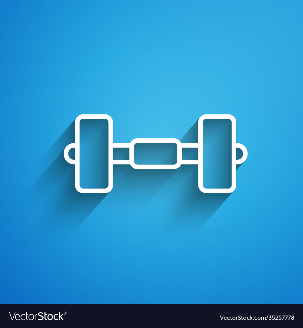 White line dumbbell icon isolated on blue Vector Image