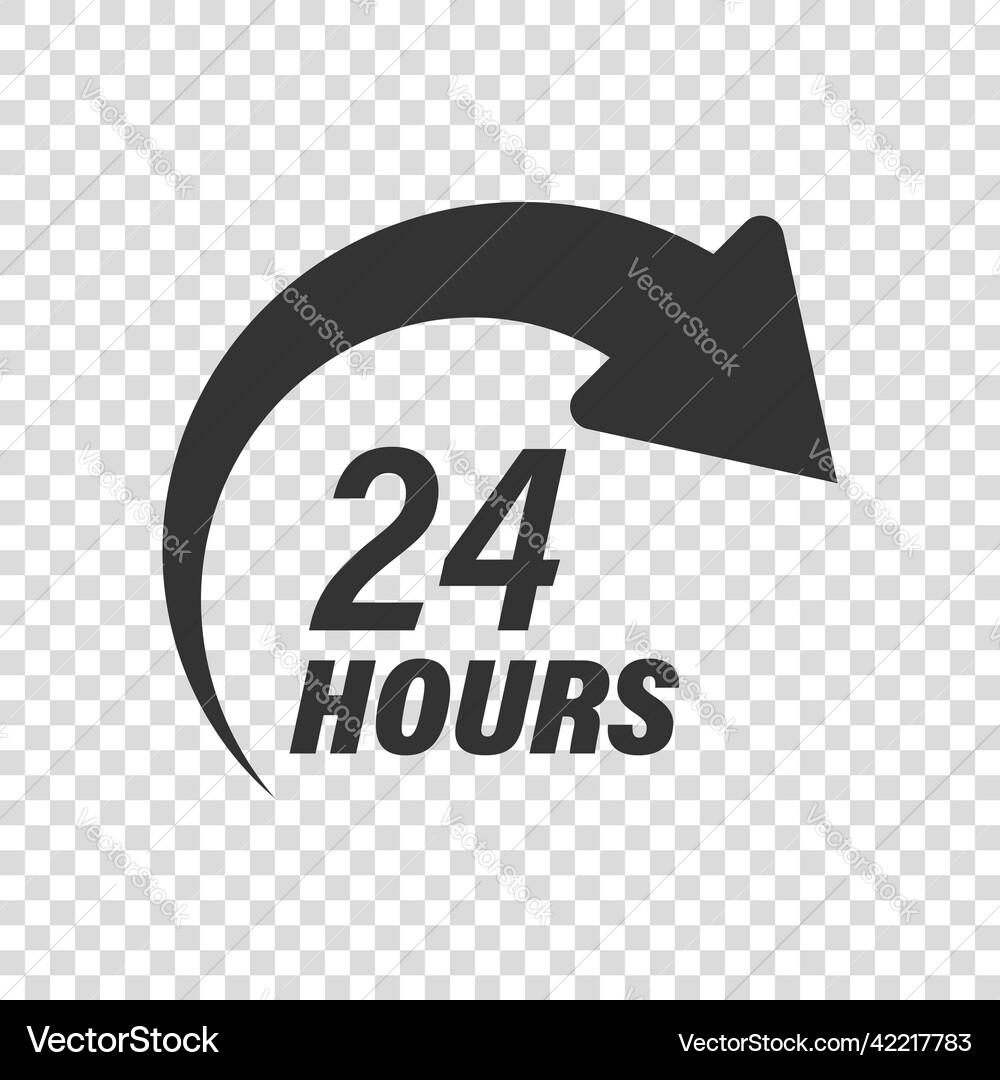 24 hours service icon in flat style all day Vector Image