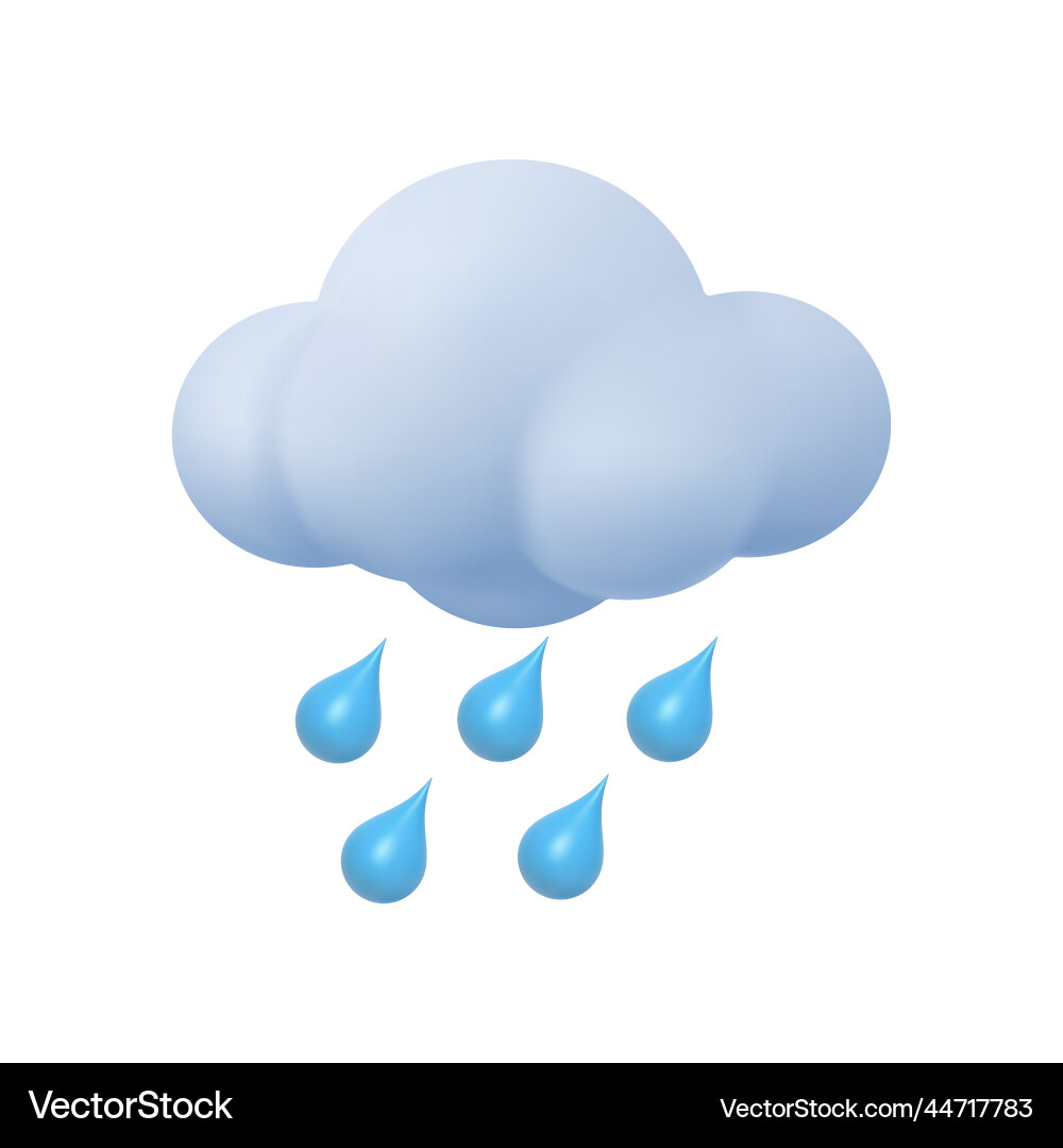 3d weather forecast icon raining wet drizzling Vector Image