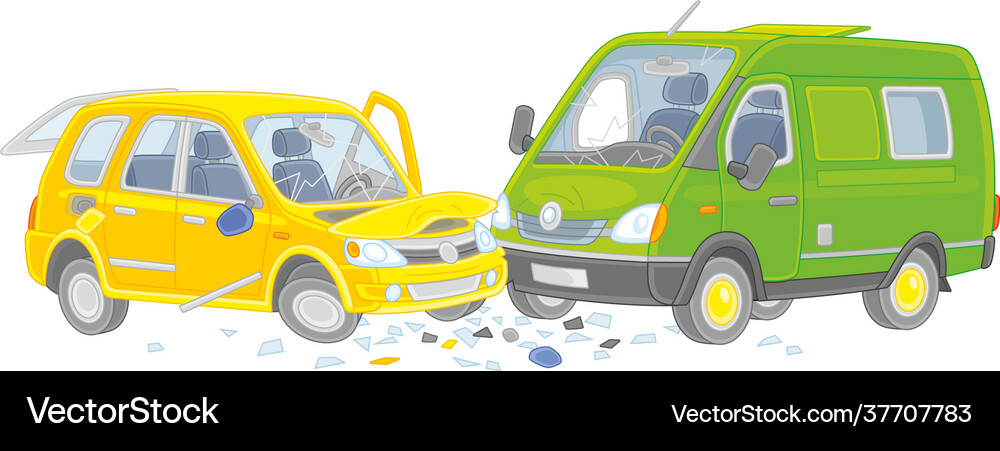Car accident with clash on a road Royalty Free Vector Image