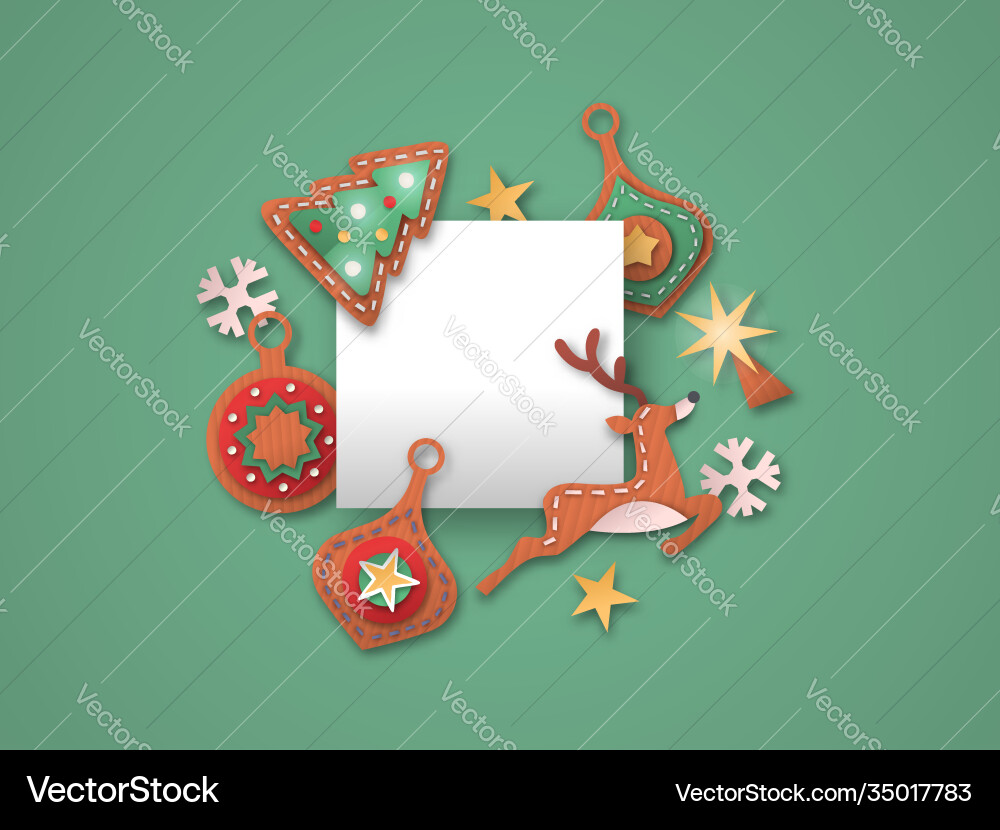 Christmas card paper cut decoration template frame