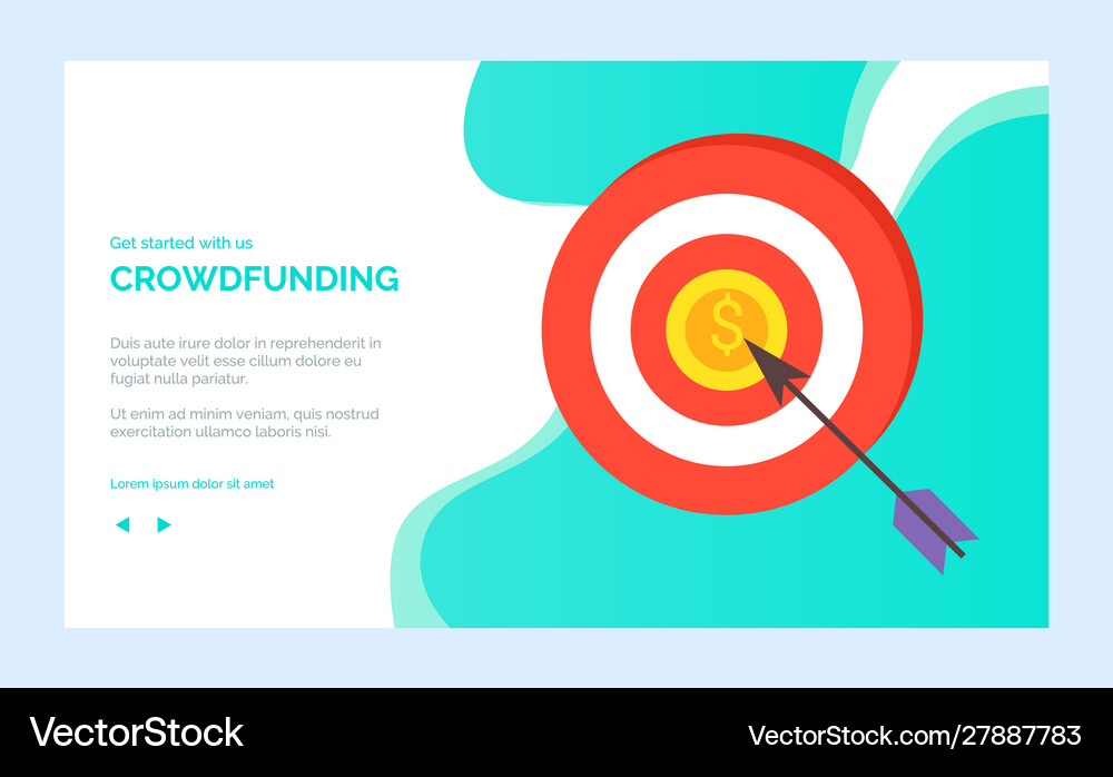 Crowdfunding charity project target arrow in aim Vector Image