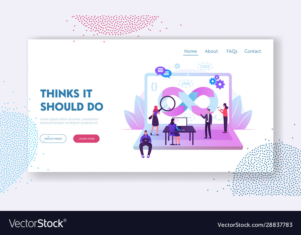 Devops specialists work collaboration website Vector Image