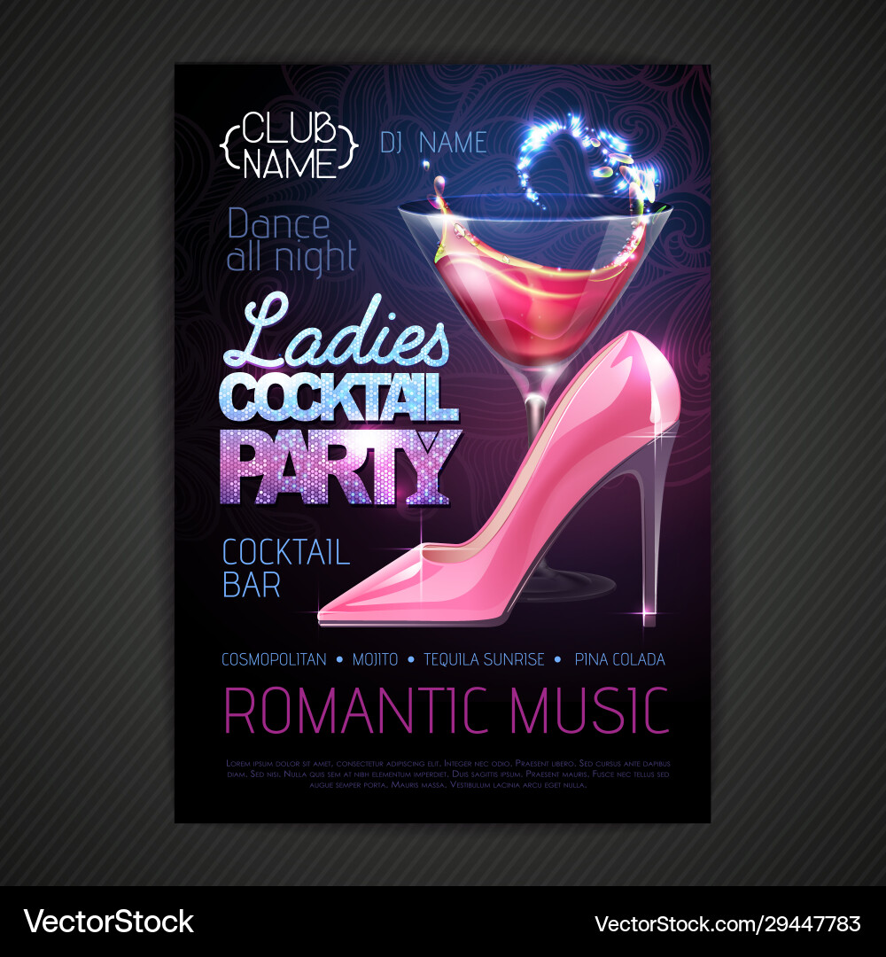 Disco party poster ladies night Royalty Free Vector Image