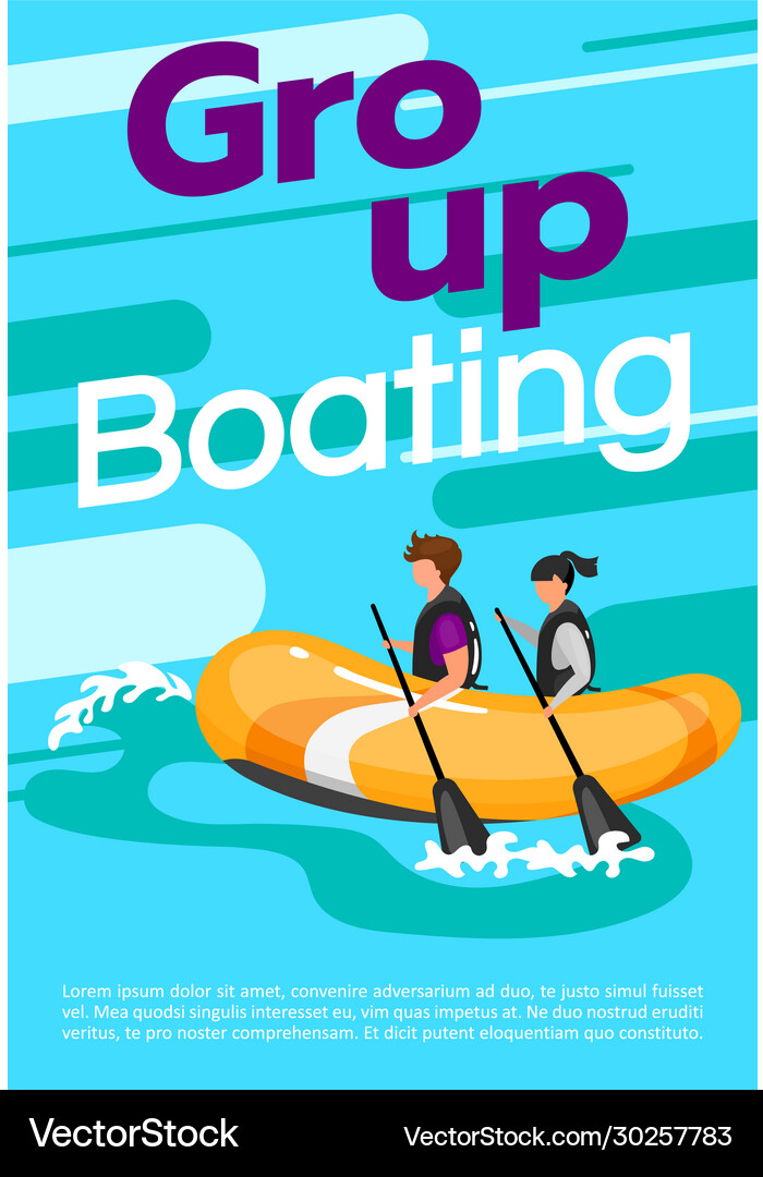 Group boating poster template extreme watersport Vector Image